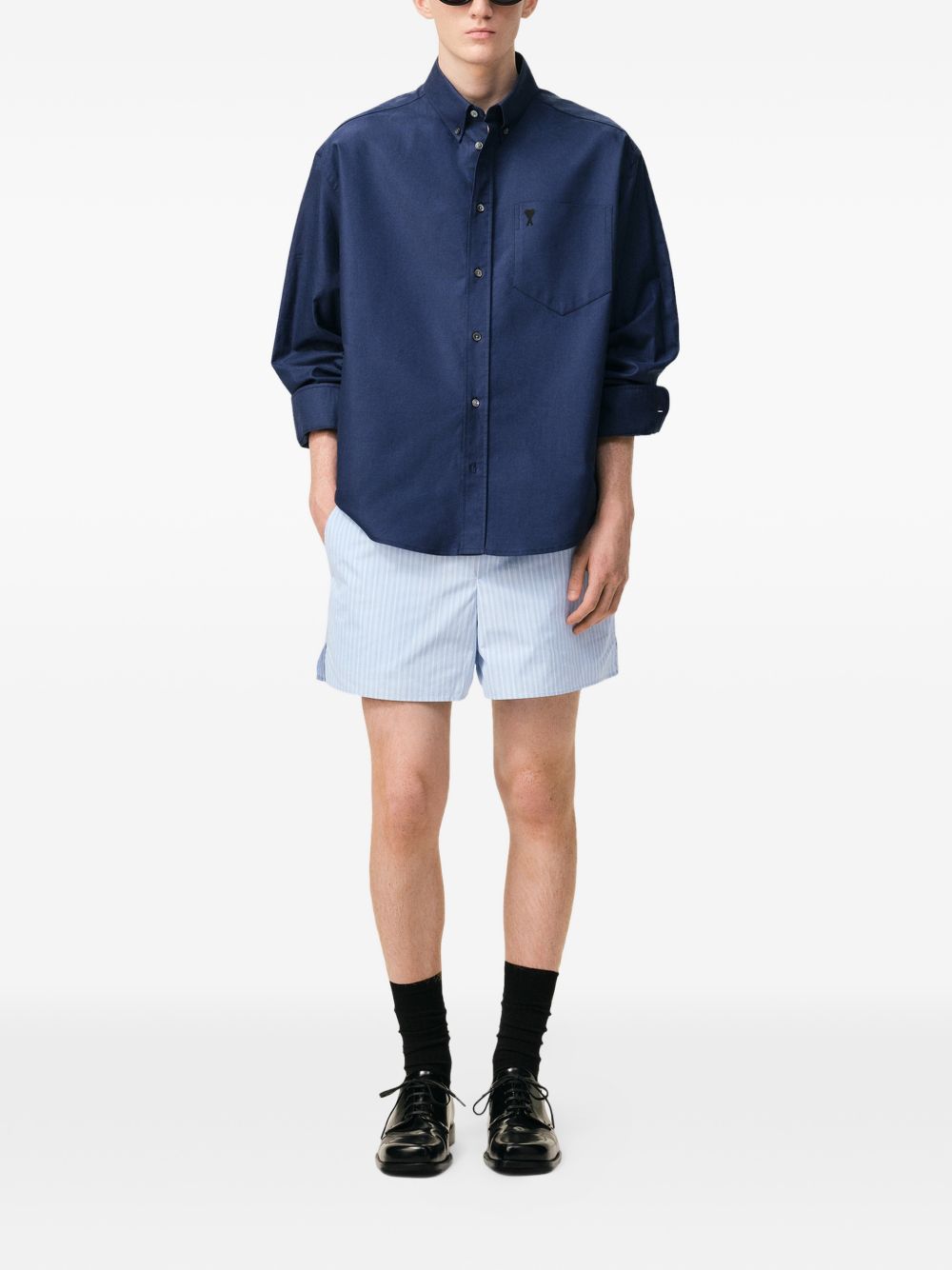 AMI Striped Cotton Shorts